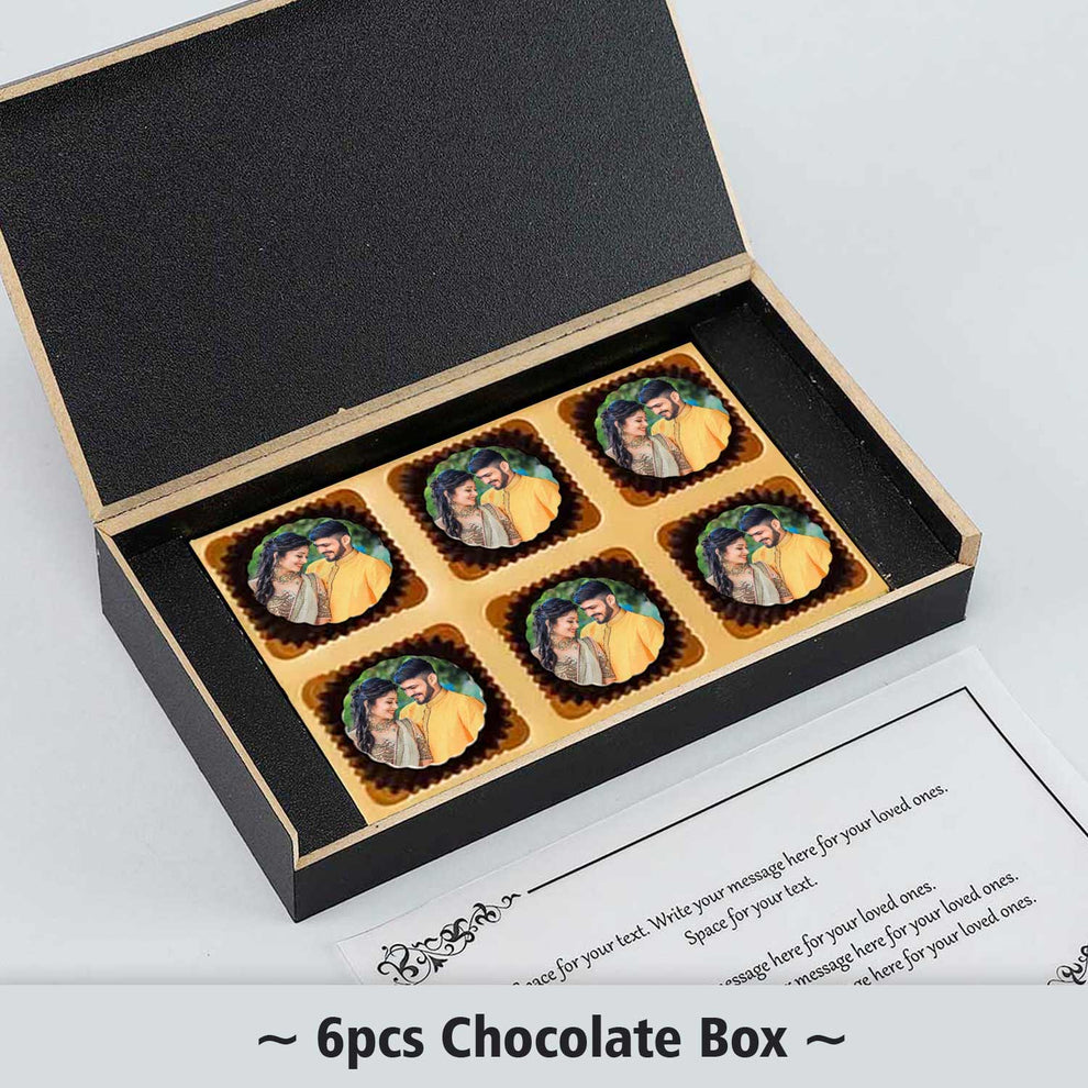 Photo printed box with appealing design and names printed chocolates ...