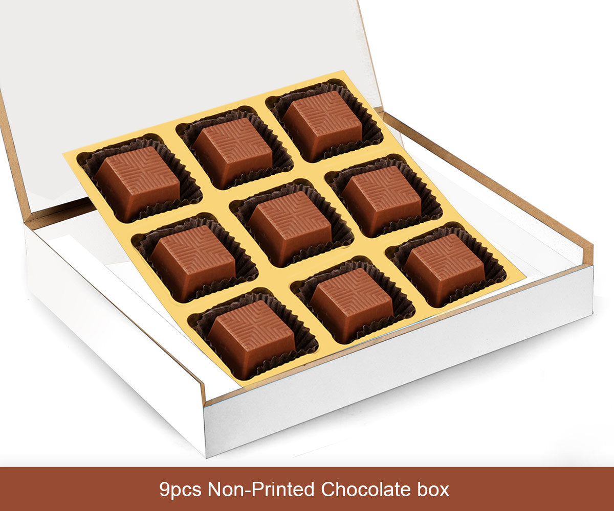 Delicate designer white box of Personalized chocolates – Choco ManualART
