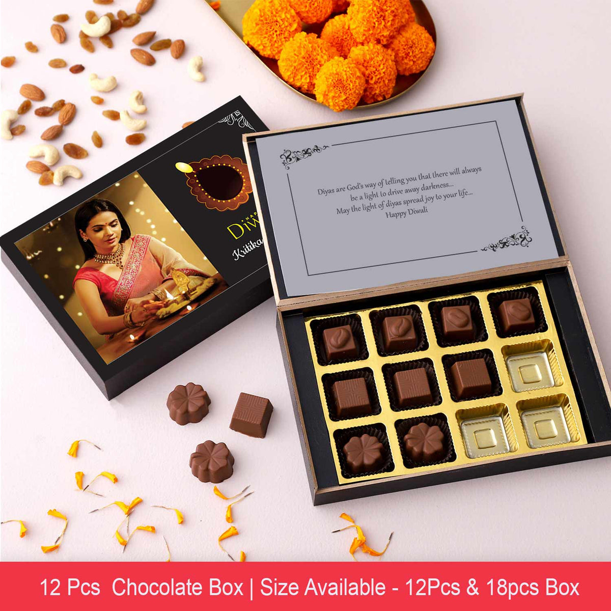 Diwali chocolates gift personalised with photo – Choco ManualART