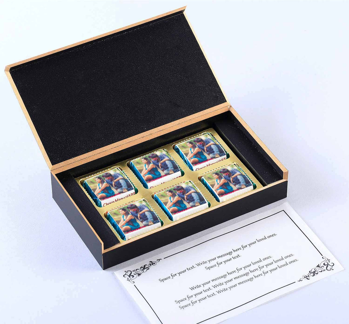 Photo printed on wrapper and box of chocolates – Choco ManualART